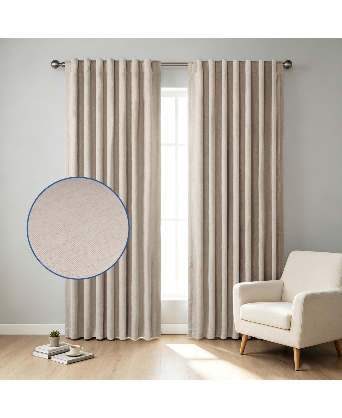 Click here for Chenille Blackout Back Tab Curtains Pair  52X96 -... prices