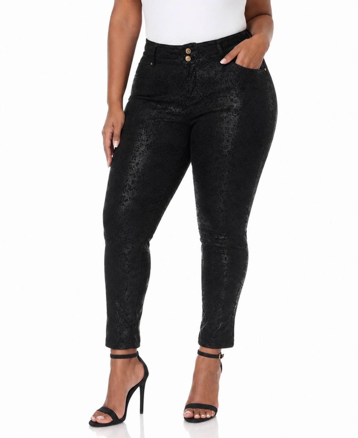 Click here for White Mark Plus Size Snake Print High-Rise Ankle P... prices