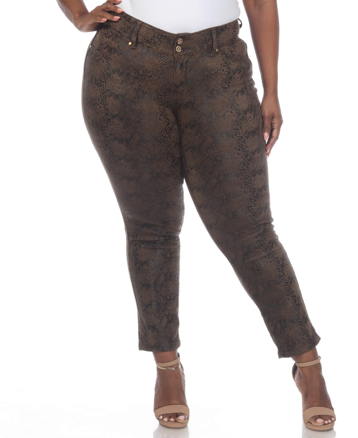 Click here for White Mark Plus Size Snake Print High-Rise Ankle P... prices
