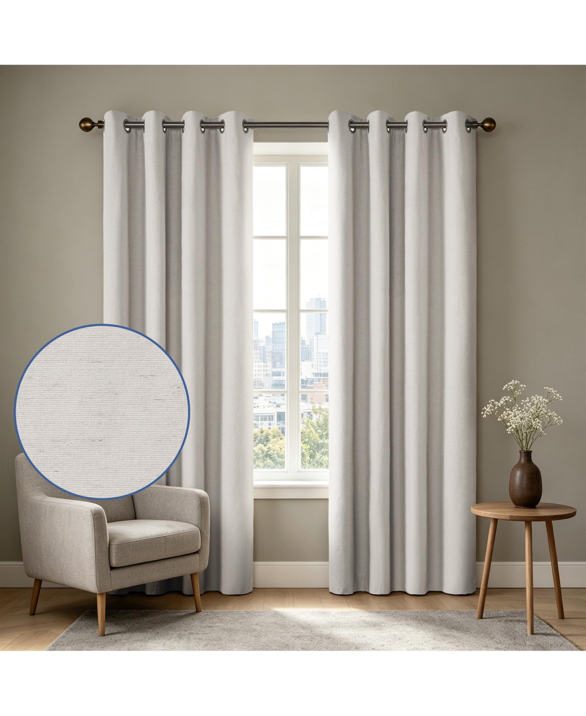 Click here for Linen Blend Total Blackout Grommet Curtains Pair... prices
