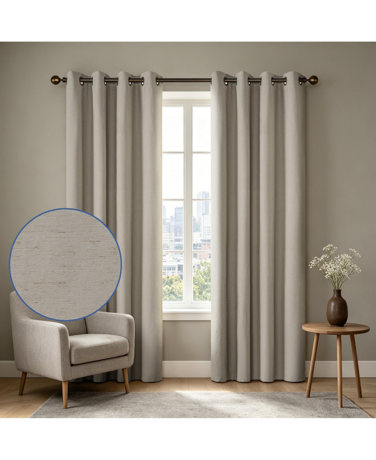 Click here for Linen Blend Total Blackout Grommet Curtains Pair... prices