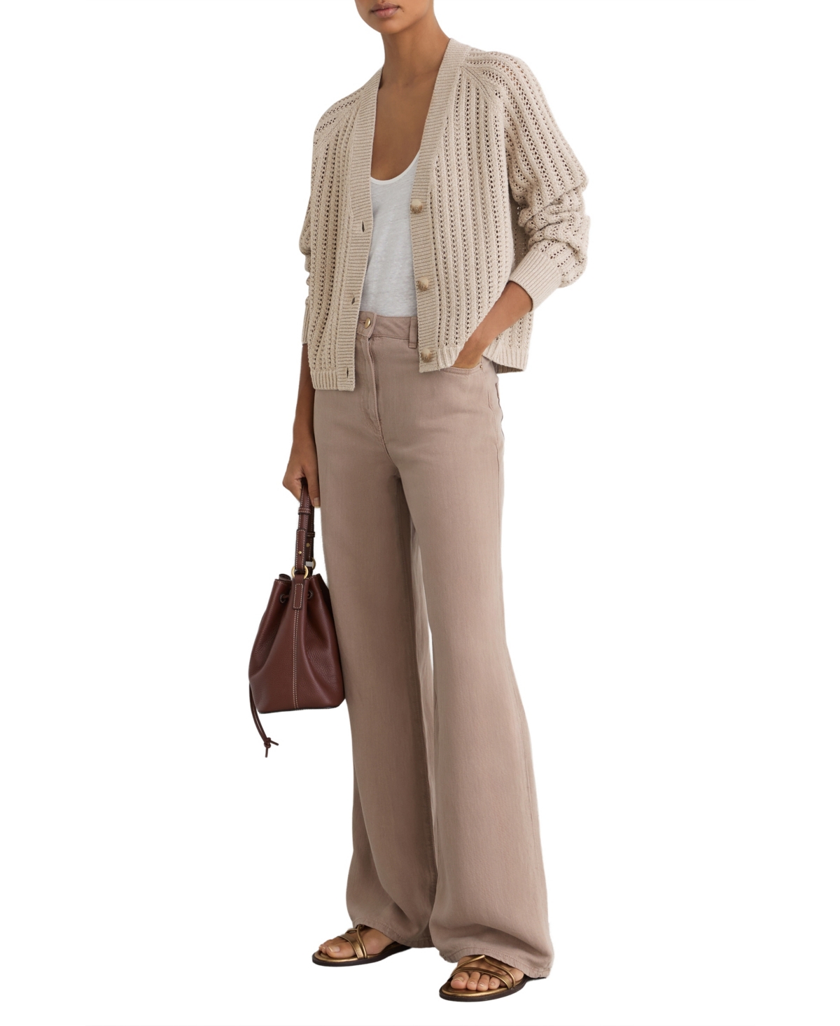 Click here for Reiss Womens Constance Stitch Knitted Cardigan - N... prices