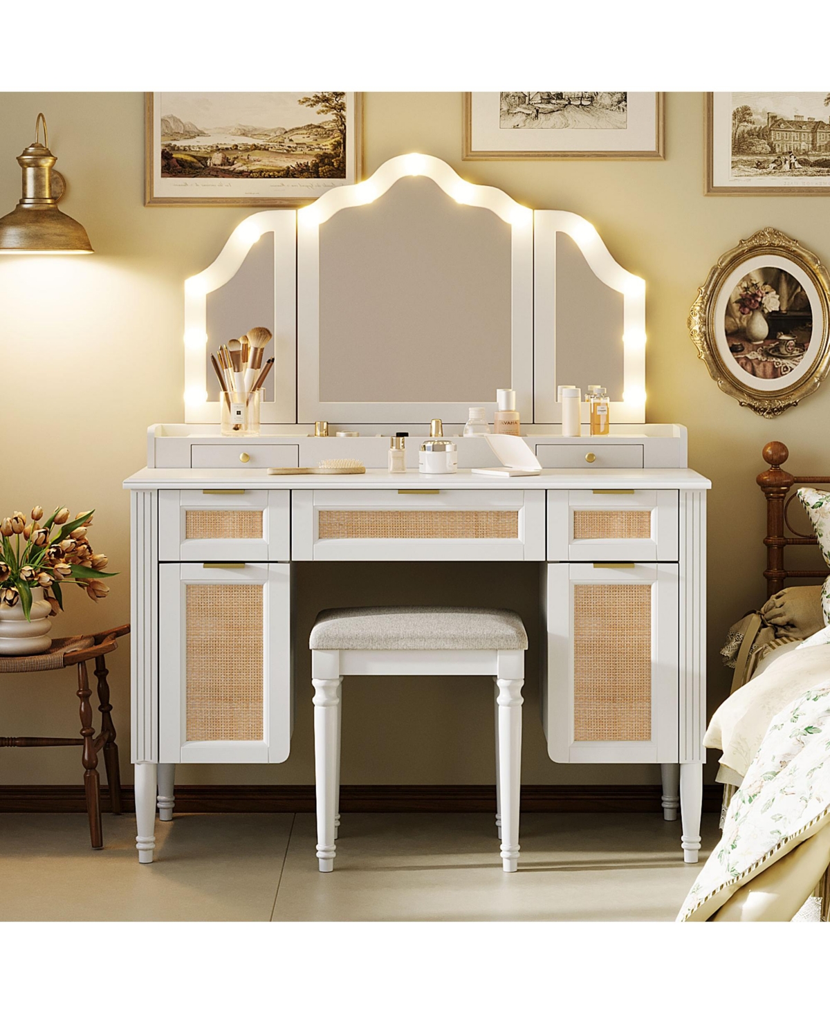 Click here for Cesicia 44 in. Hollywood Vanity Desk with 13 Bulbs... prices