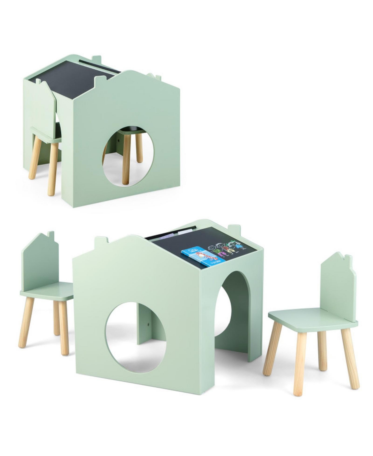 Click here for Gouun 3-Piece Kids Table and Chair Set Chalkboard... prices