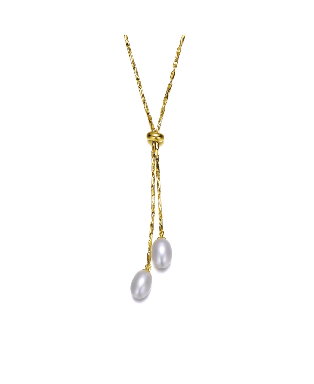 Click here for 14K Gold Plated Pearl and Cubic Zirconia Y Neck Ne... prices