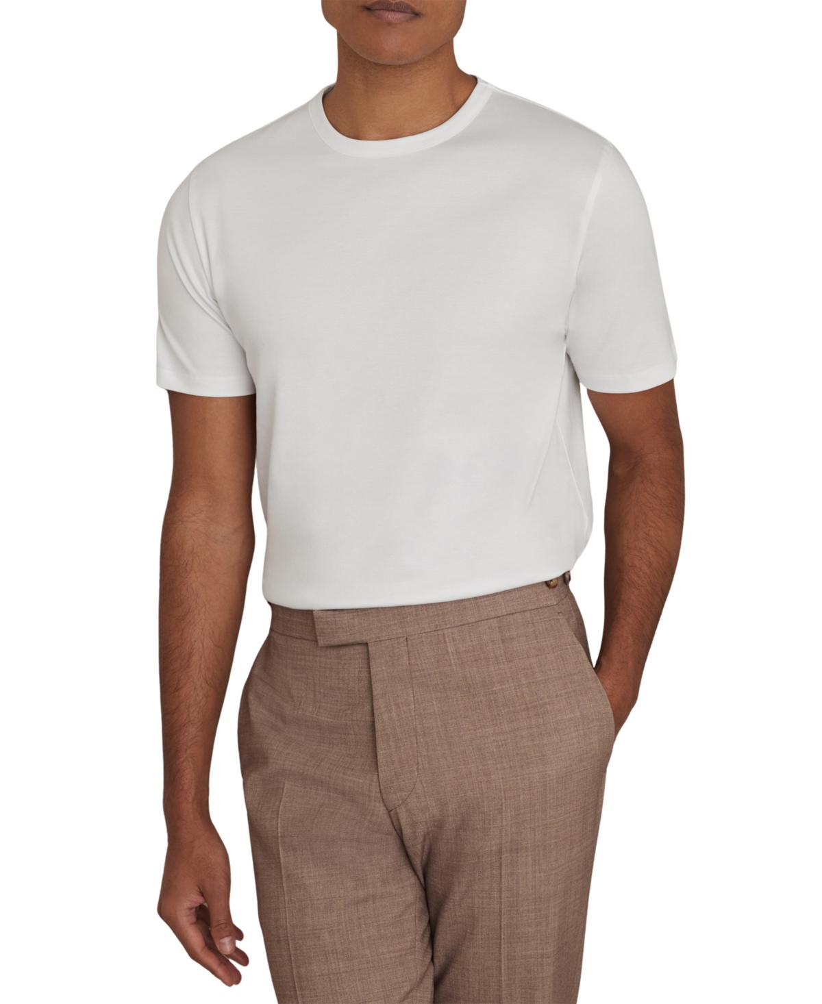 Click here for Reiss Mens Count Mercerised Crew Neck T-Shirt - Wh... prices