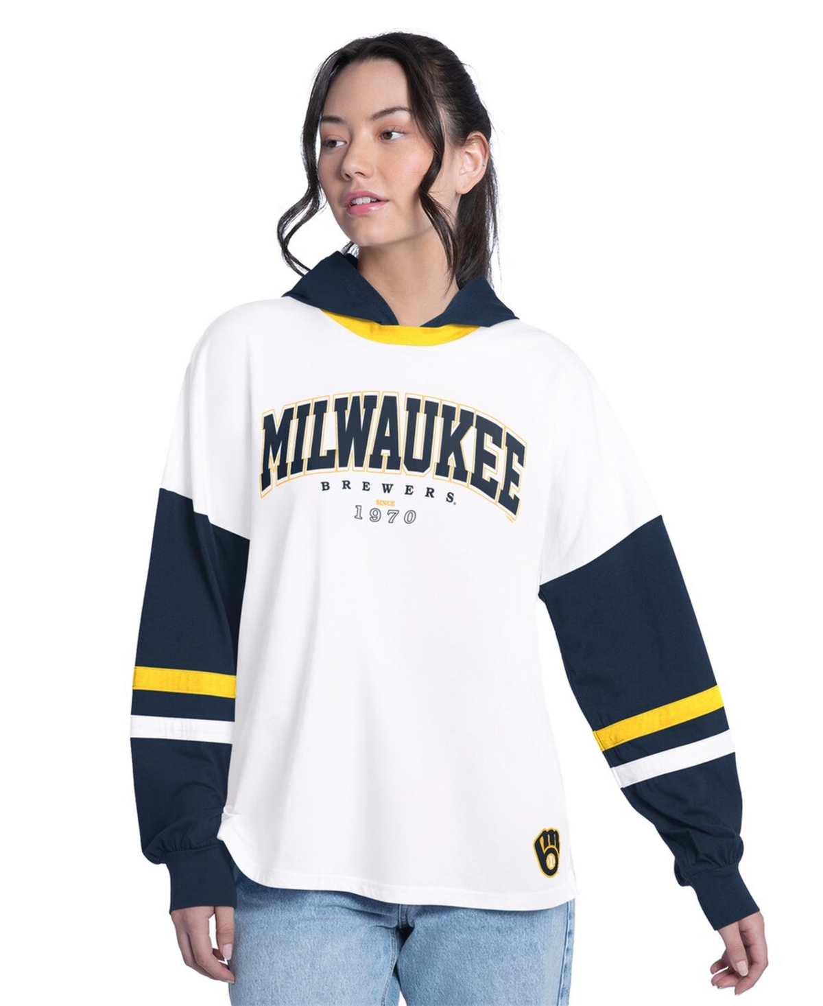 Click here for G-iii 4Her by Carl Banks Womens White/Navy Milwauk... prices