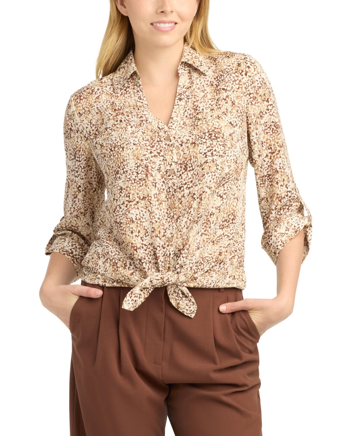 Click here for Bcx Womens Collared Button-Front Shirt - Pat E prices