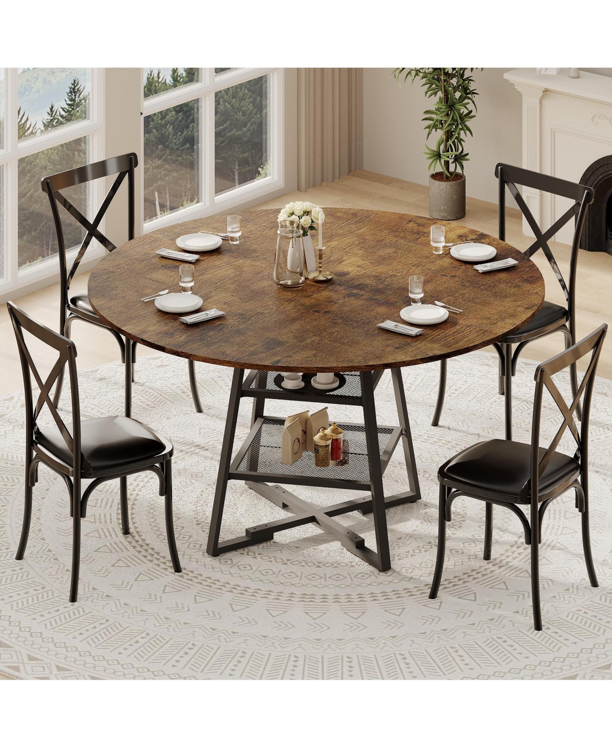 Click here for homfan 47 Round Dining Table Set for 4-6 - Circle... prices