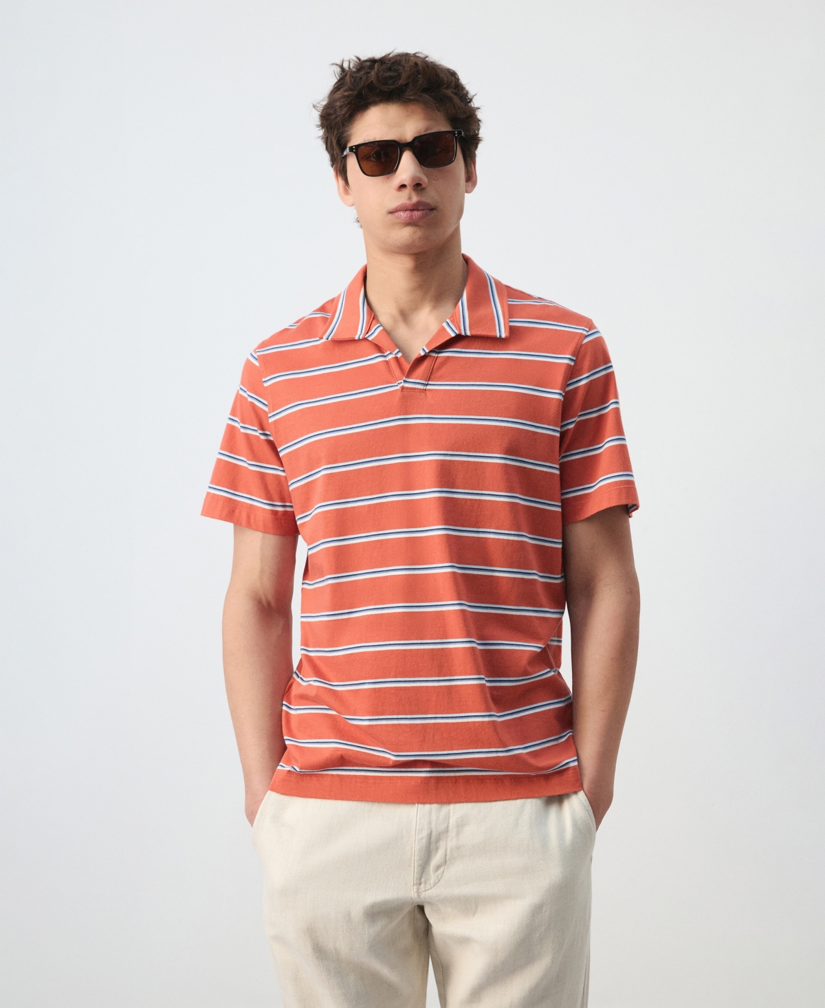 Click here for Mango Mens Regular-Fit Striped Pique Cotton Polo S... prices
