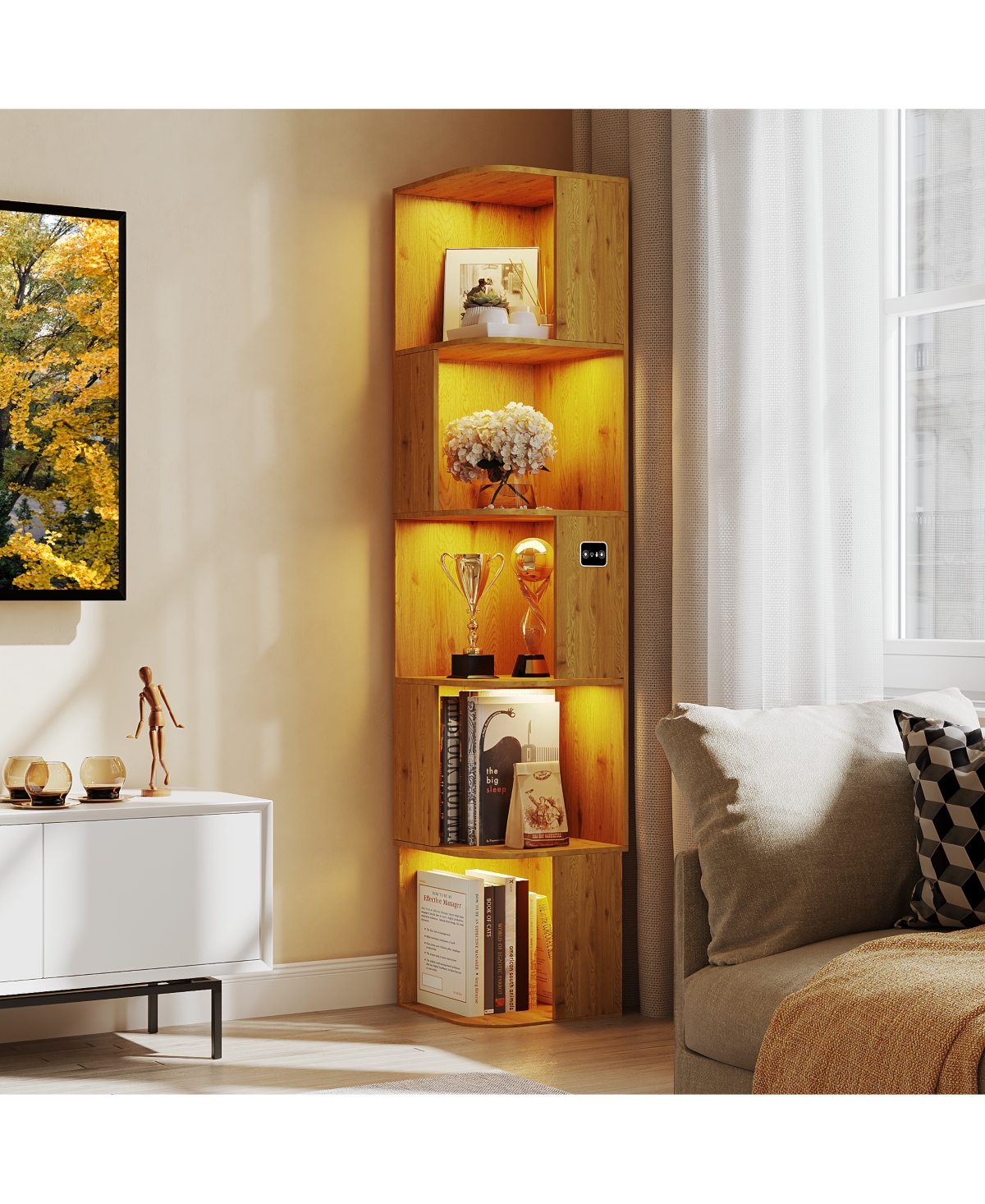 Click here for Vlsrka Freestanding Corner Bookshelf Display Cabin... prices