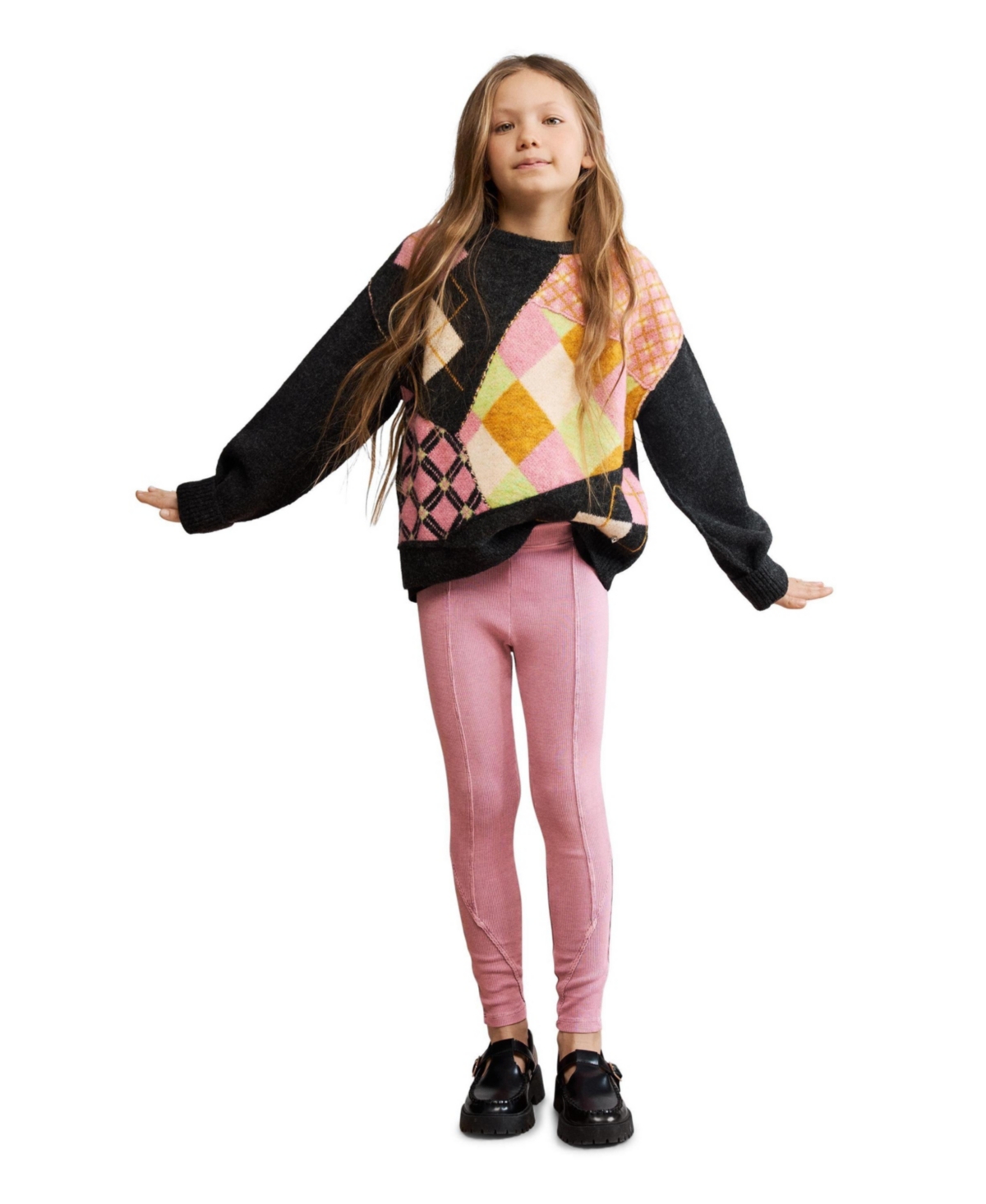 Click here for Desigual Girlss Plain knit leggings - Light pink prices