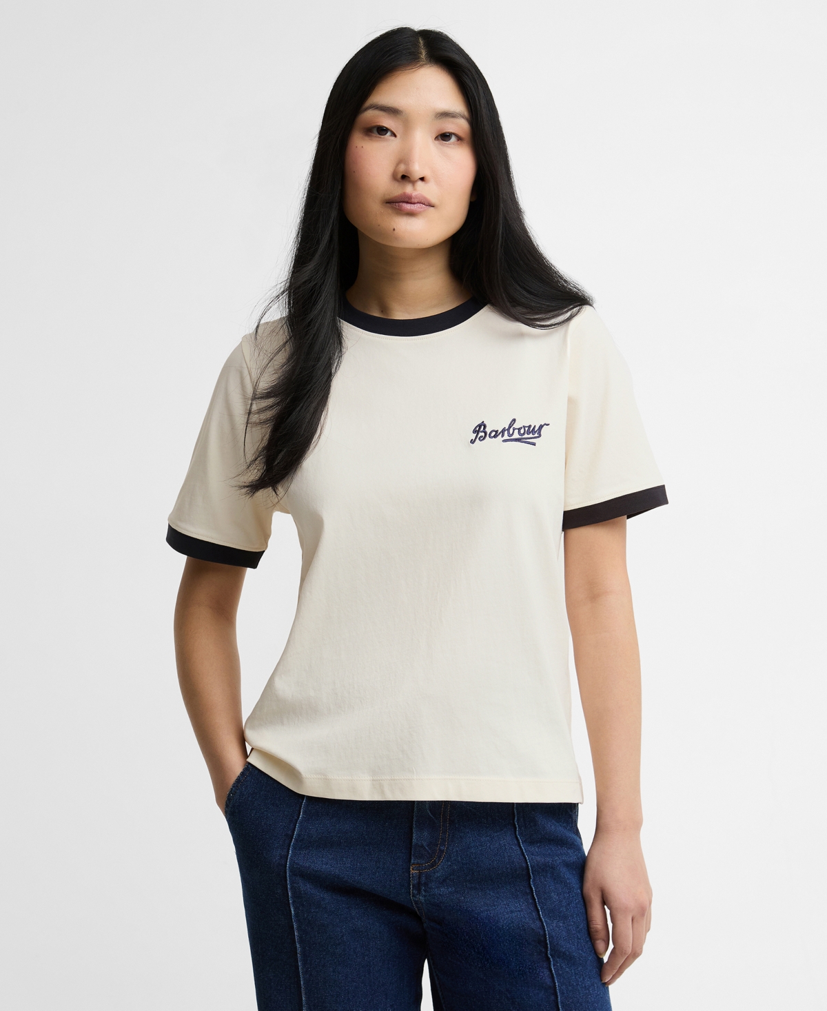 Click here for Barbour Womens Madeline Embroidered T-Shirt - Orgi... prices