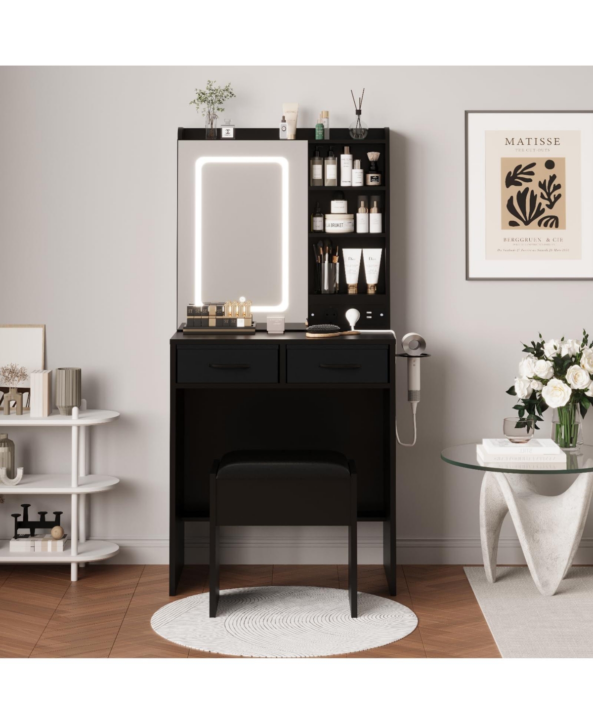 Click here for homfan Elegant Bedroom Vanity Table and Chair Set... prices