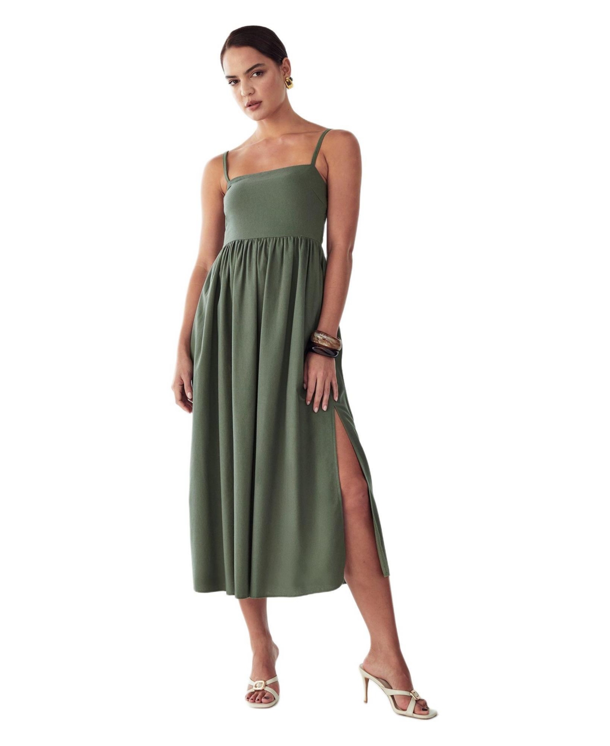 Click here for St Mrlo Womens Lanah Midi Dress - Olive prices