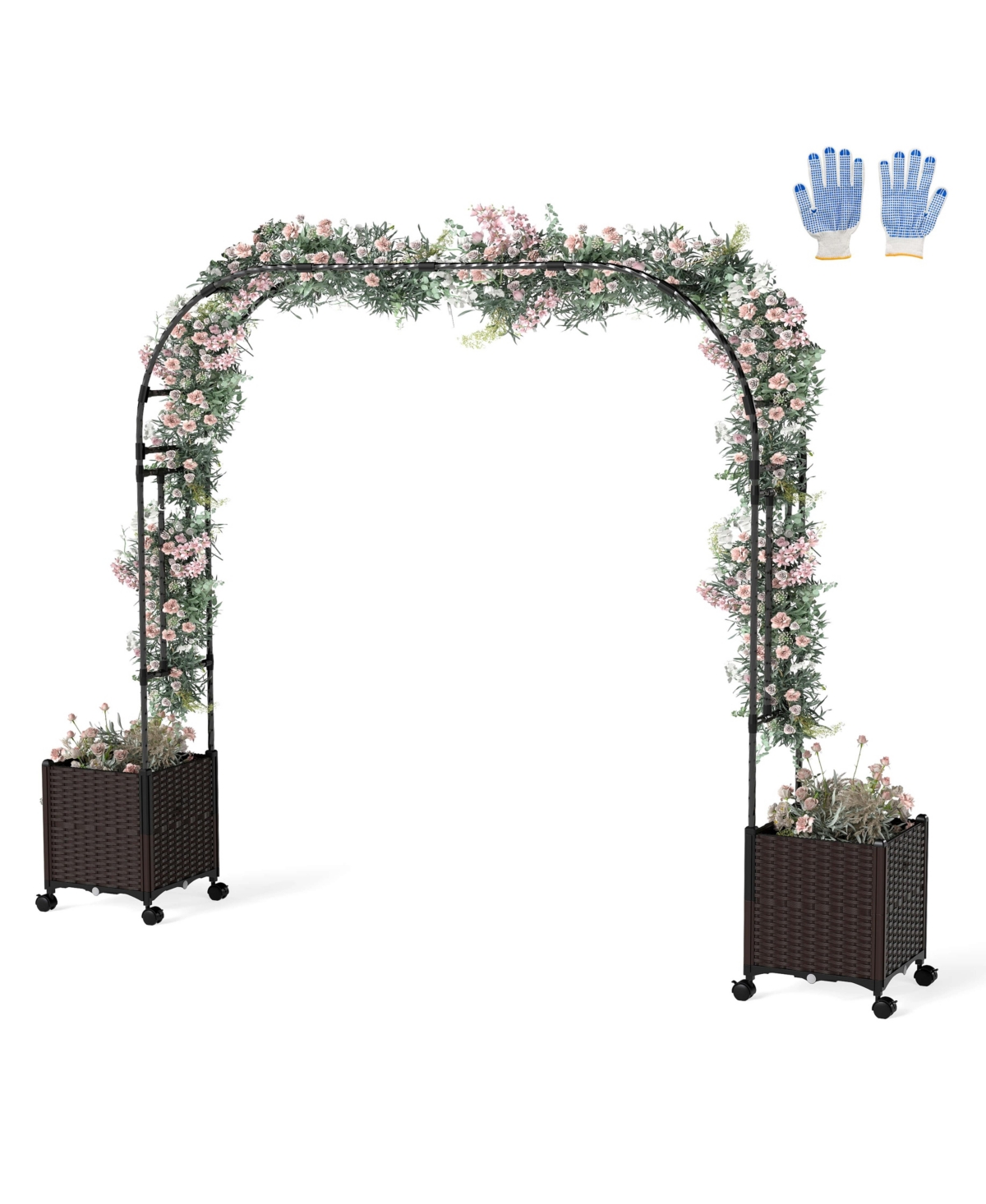 Click here for Costway 6.6 Ft Tall Metal Garden Arbor with 2 Rais... prices