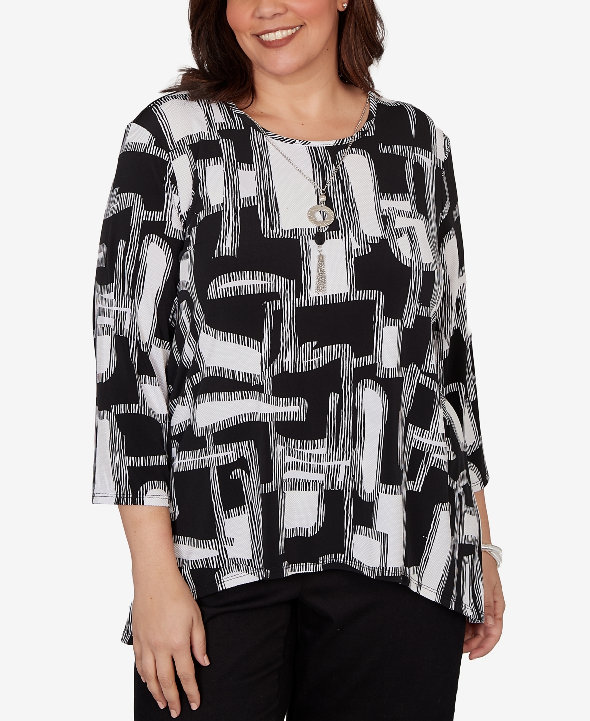 Click here for Alfred Dunner Plus Size Geo Boxes Puff Printed Top... prices