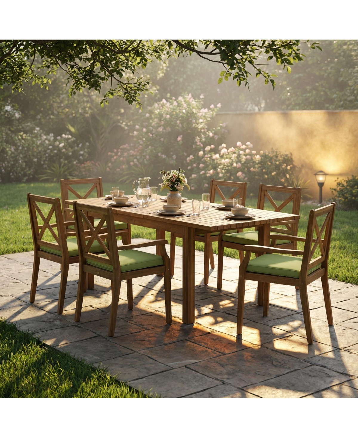 Click here for Clihome 7-Piece Acacia Wood Outdoor Dining Set - P... prices