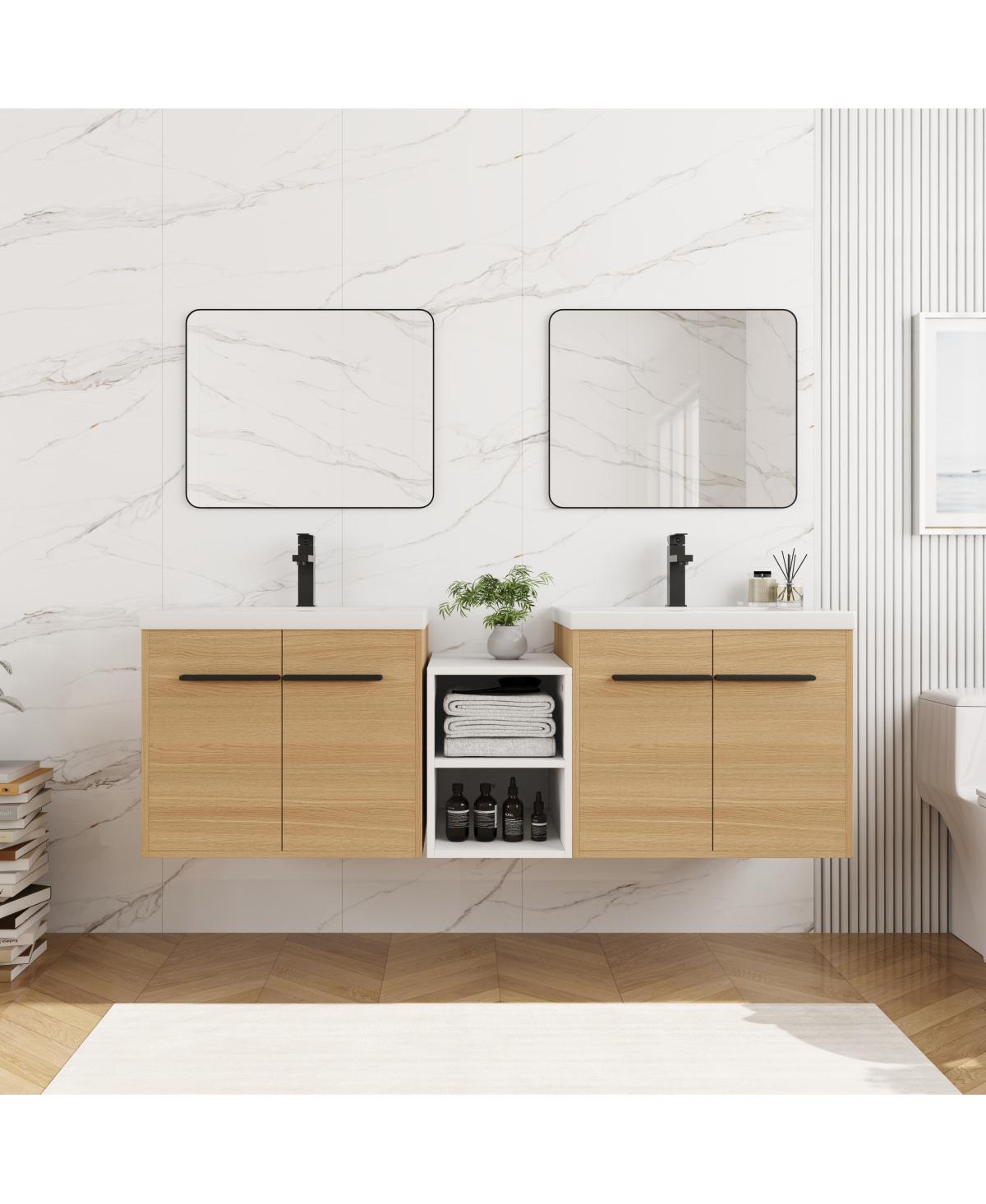 Click here for Sillysis 59 Inch Wall Mounted Double Bathroom Vani... prices