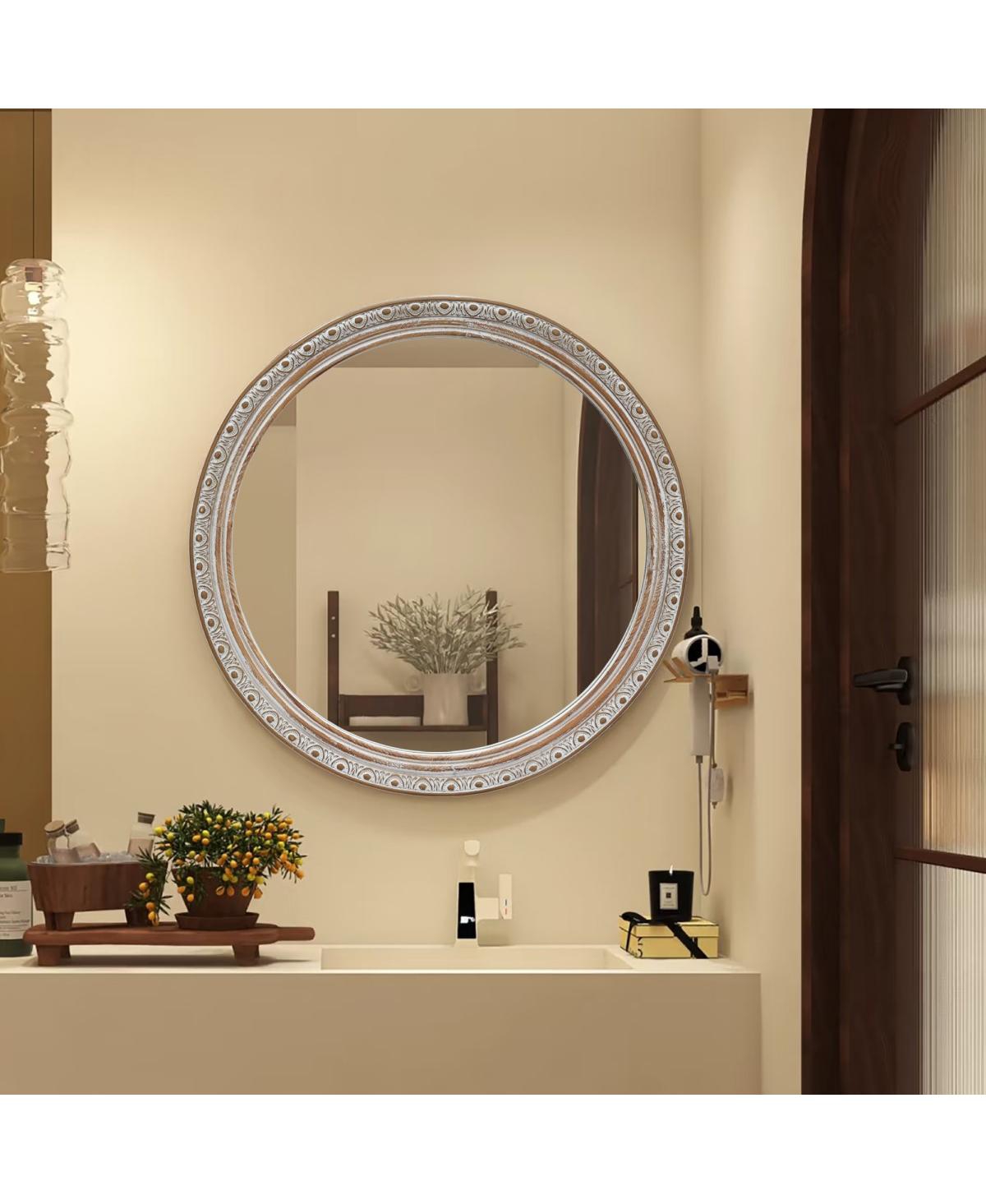 Click here for Laoties Classic Round Wall Mirror  Distressed Silv... prices