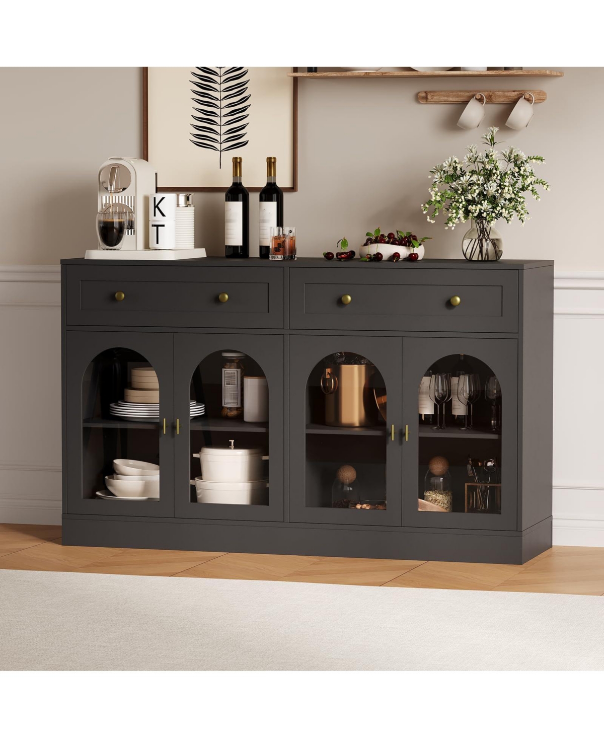 Click here for homfan 55 Inch Farmhouse Wooden Sideboard Buffet... prices