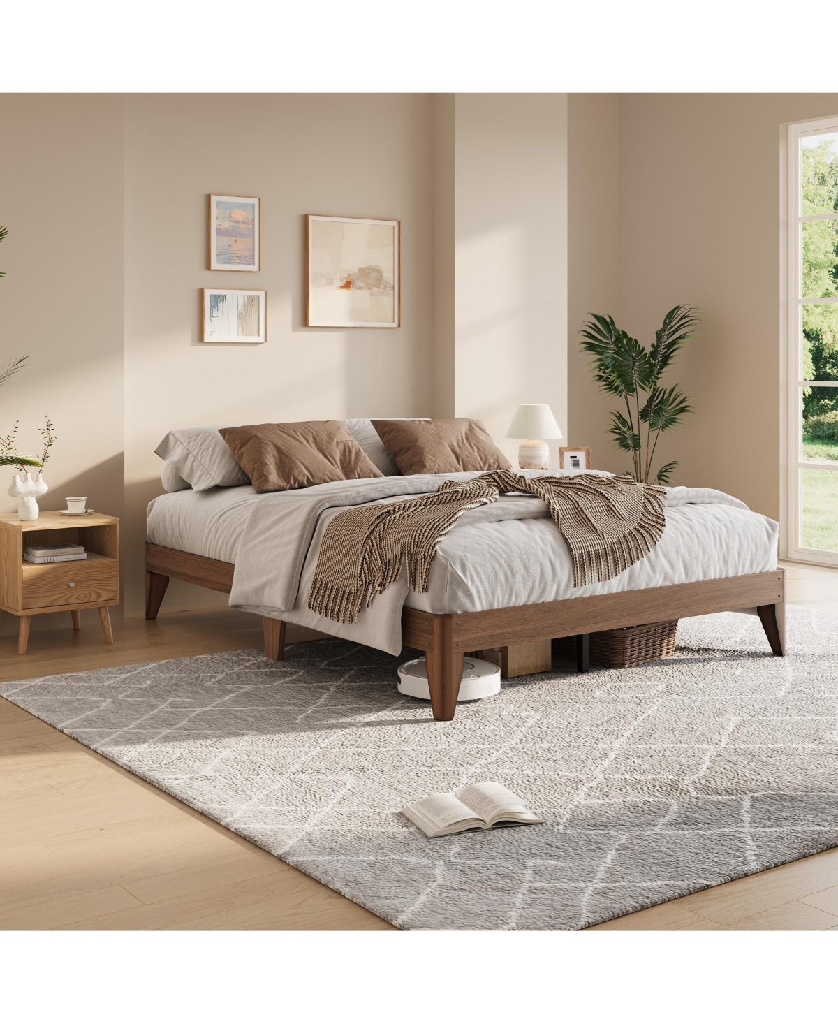 Click here for homfan Wood Platform Bed - Noise-Free Design with... prices