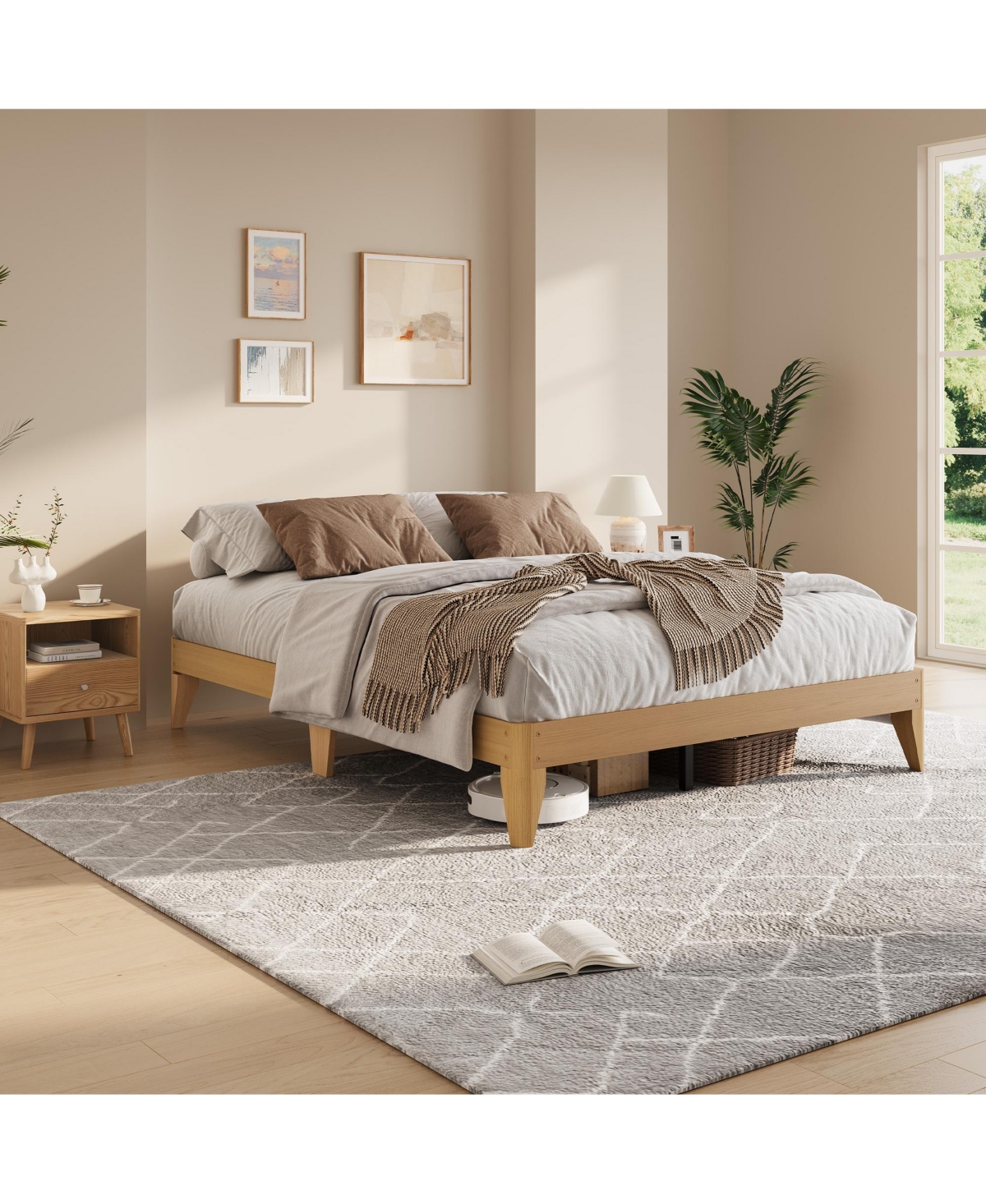 Click here for homfan Wood Platform Bed - Noise-Free Design with... prices