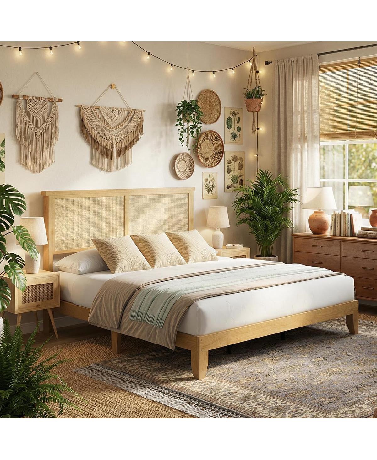 Click here for gaomon Rattan Bed Frame with Rattan Headboard & Le... prices