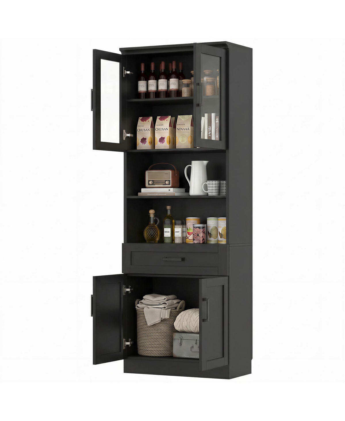 Click here for Aheaplus 80 Tall Kitchen Pantry Cabinet with Glass... prices