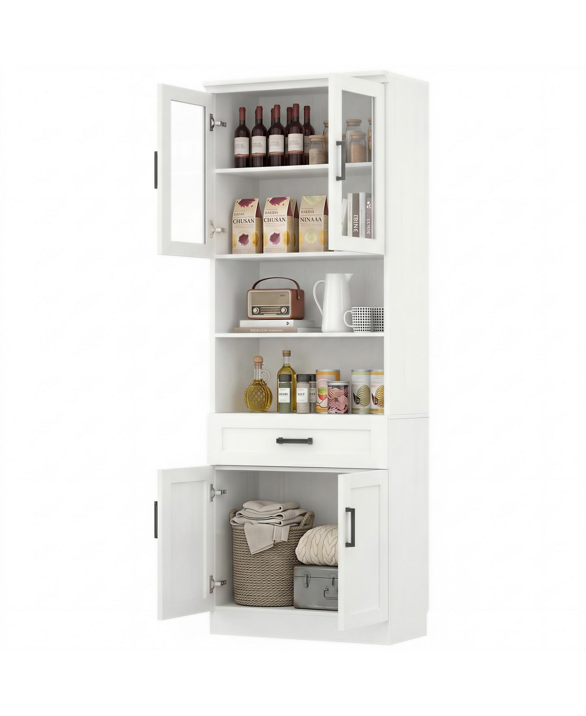Click here for Aheaplus 80 Tall Kitchen Pantry Cabinet with Glass... prices
