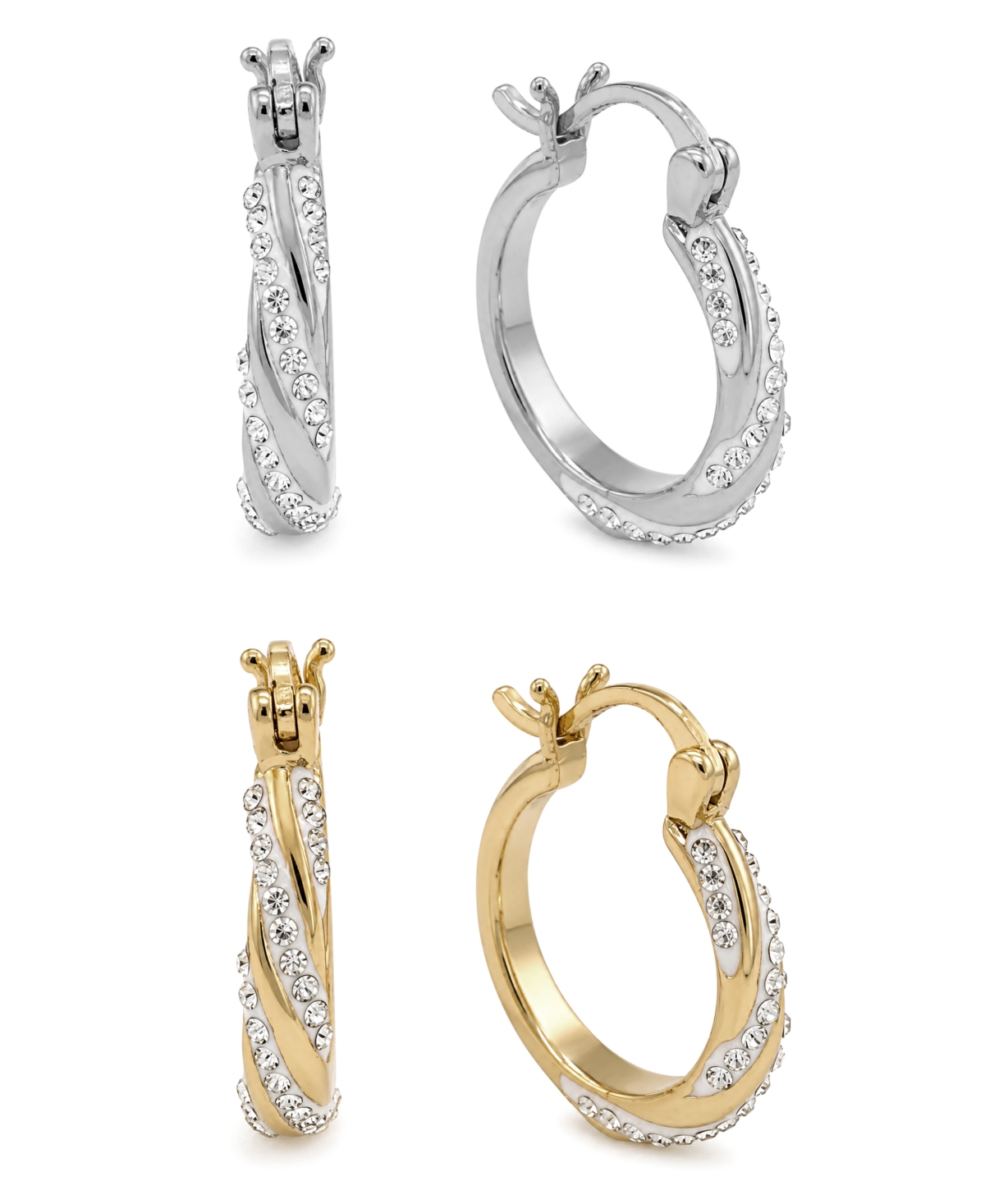 Click here for And Now This Crystal Swirl Hinged Hoop Duo Earring... prices