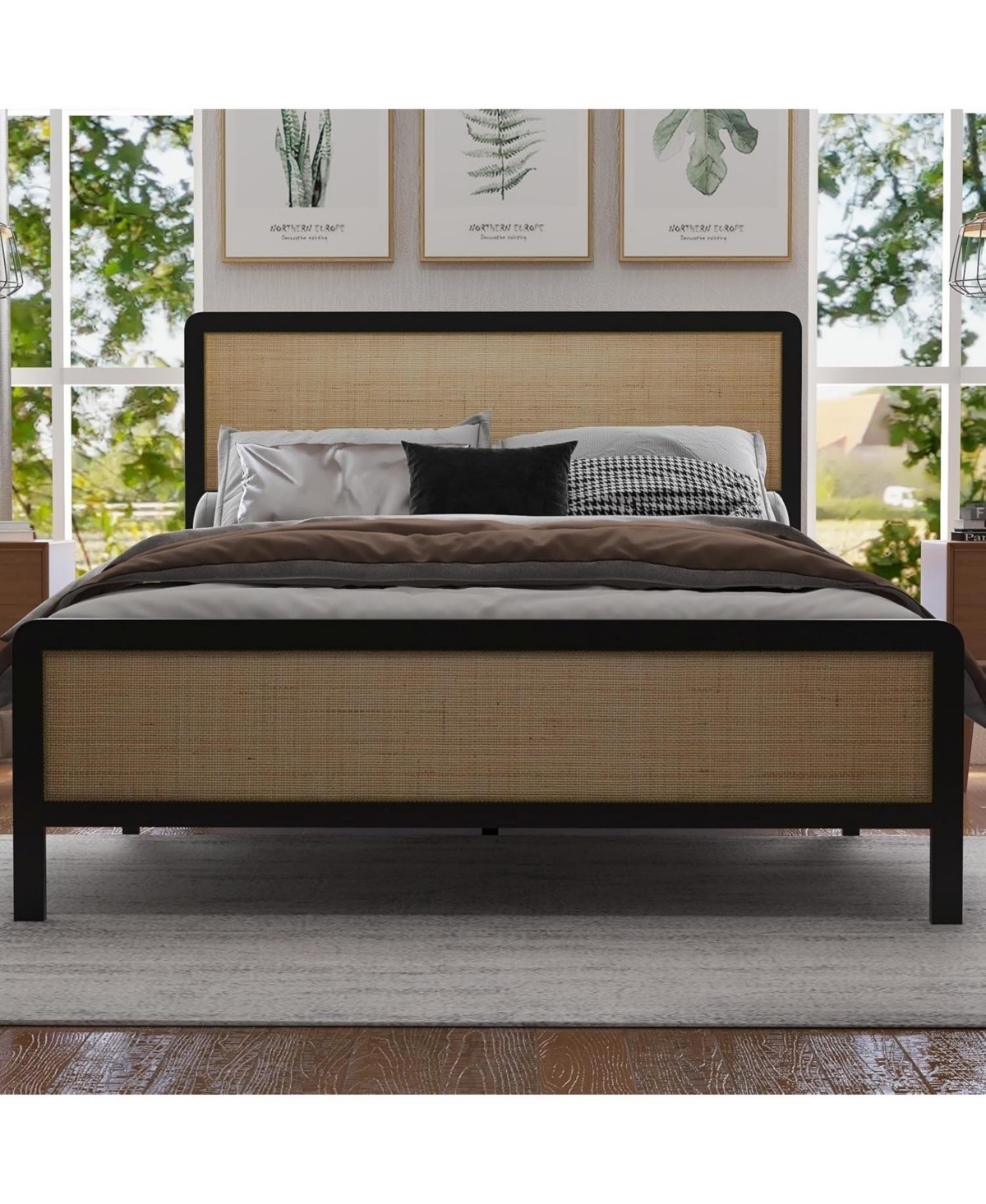 Click here for gaomon Rattan Bed Frame with Headboard And Footboa... prices