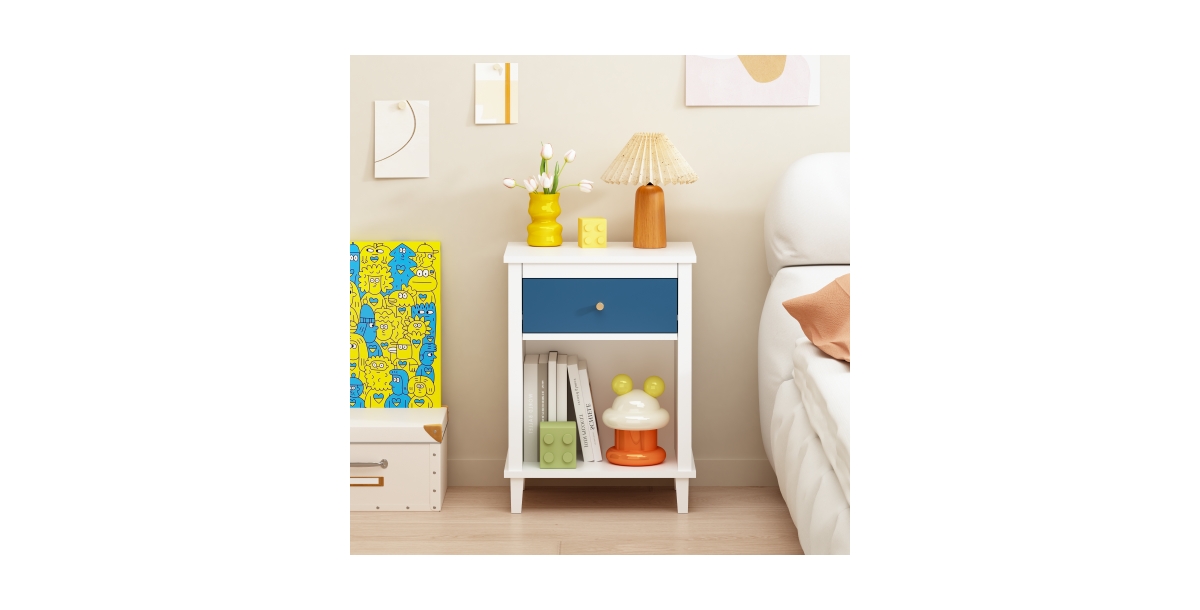 Click here for Lucky One 26.8W Mdf Wood Nightstand with Drawer an... prices