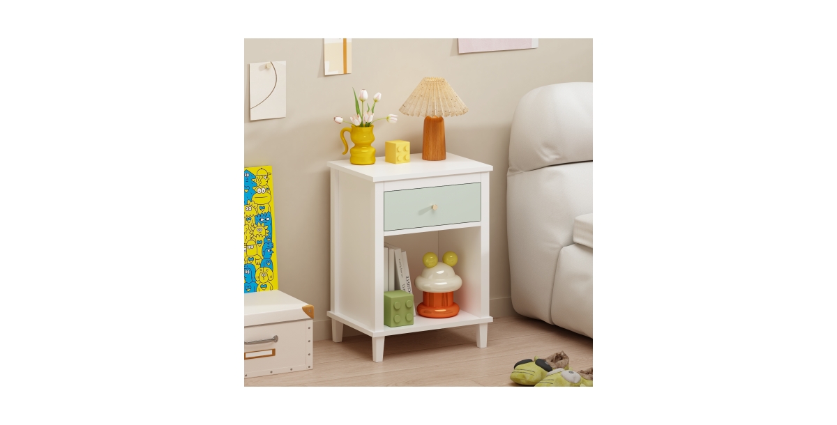 Click here for Lucky One 26.8W Mdf Wood Nightstand with Drawer an... prices