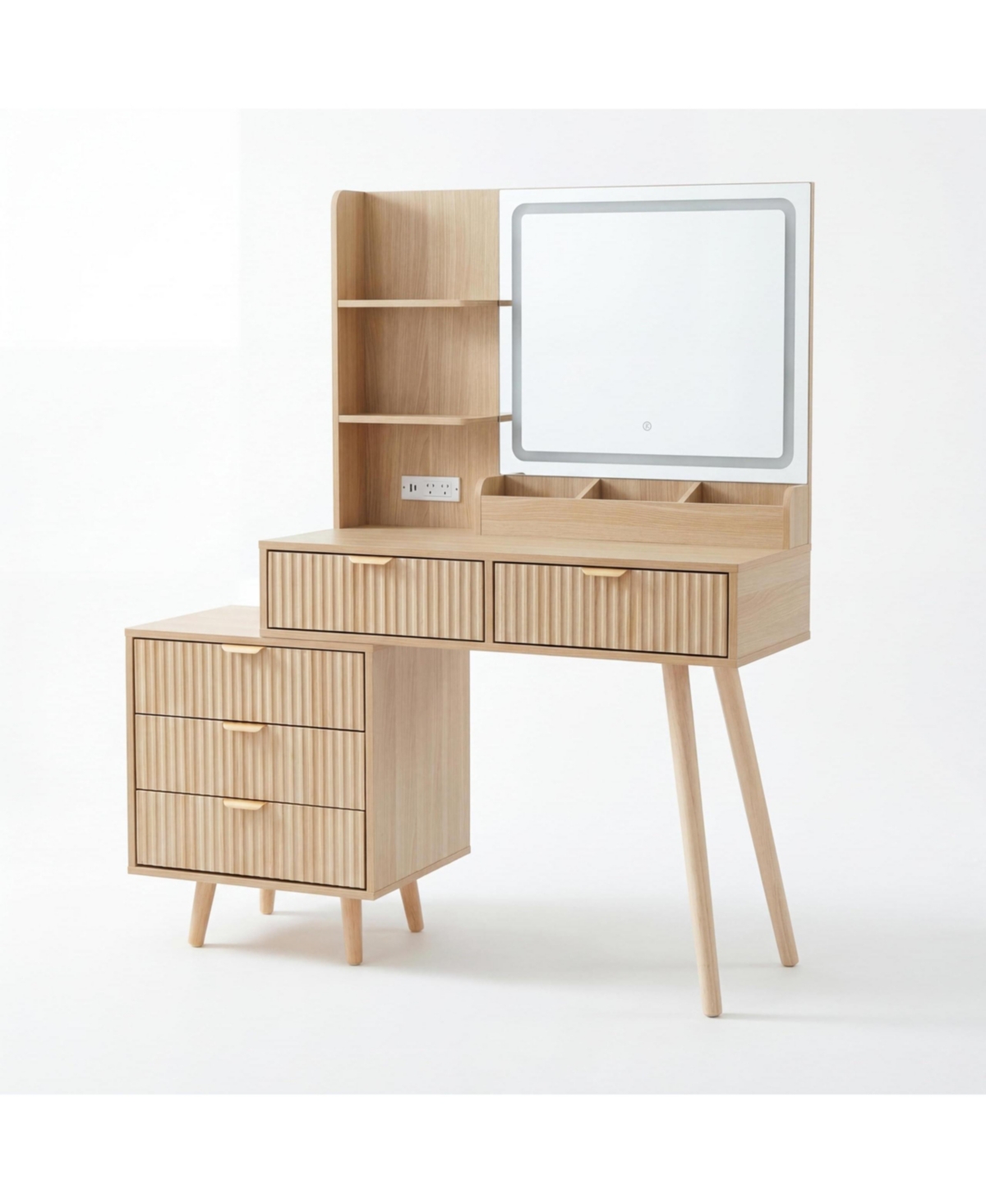 Click here for gaomon Modern Wave Texture Vanity Desk with Led Li... prices