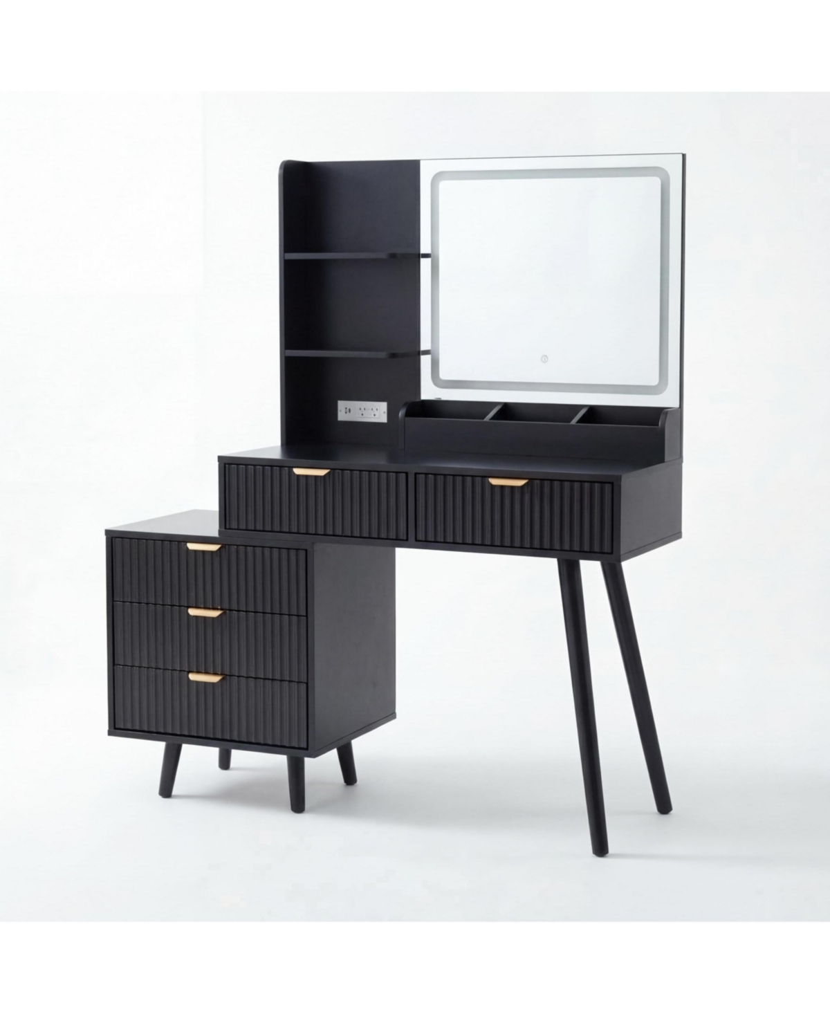 Click here for gaomon Modern Wave Texture Vanity Desk with Led Li... prices