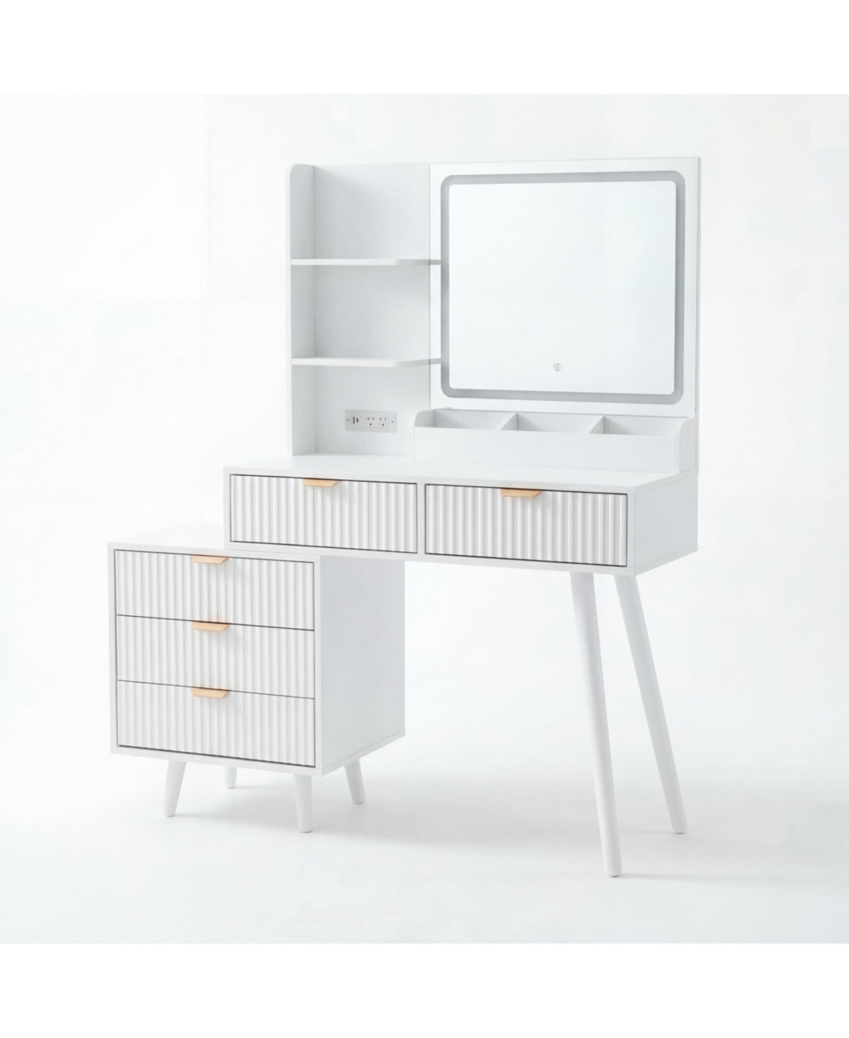 Click here for gaomon Modern Wave Texture Vanity Desk with Led Li... prices