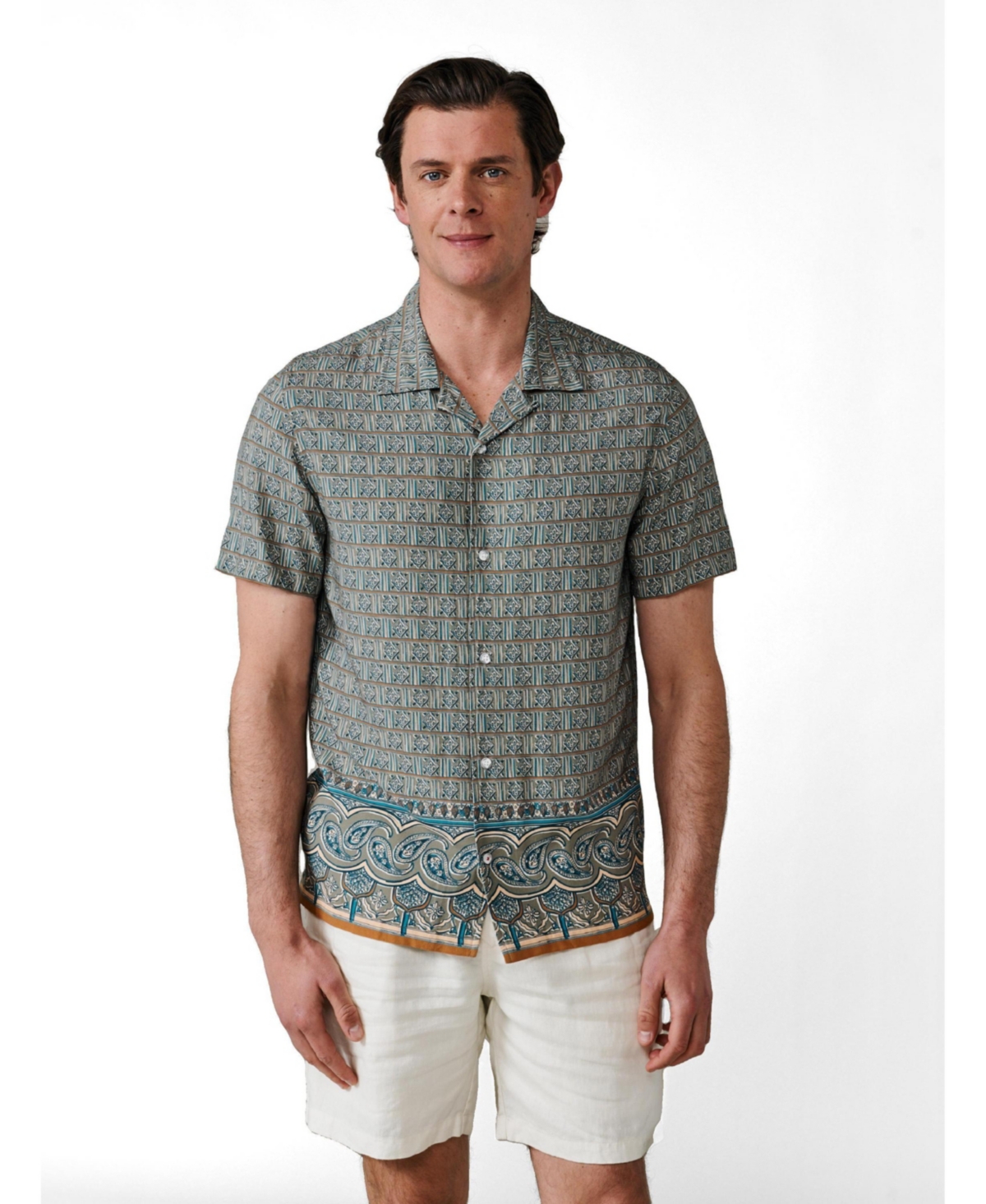 Click here for Aubin Mens Belmont Printed Shirt - Tile print prices