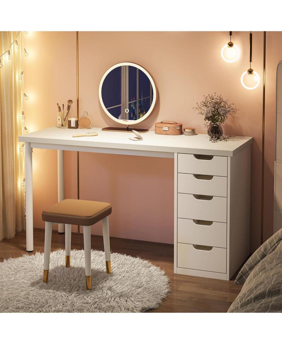 Click here for Tribesigns 47 inches Vanity Desk with 5 Drawers  M... prices