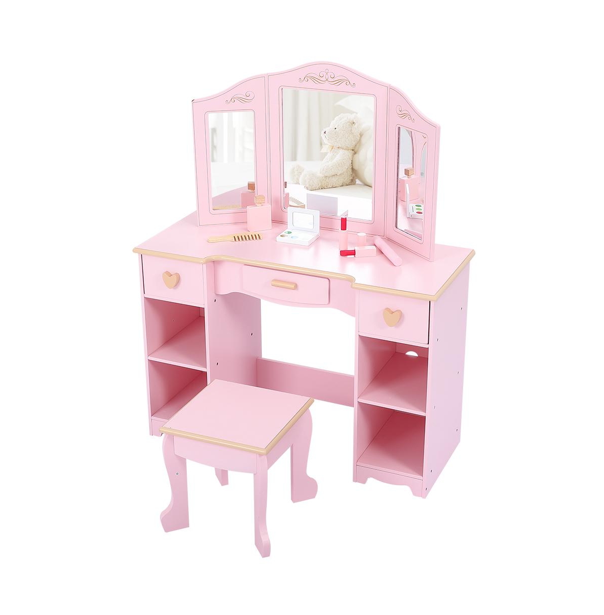 Click here for homfan Vanity Table and Chair Set with Tri-Fold Mi... prices