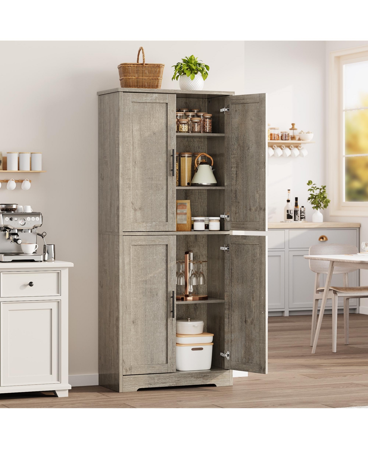 Click here for homfan Farmhouse Kitchen Pantry Cabinet  Tall Stor... prices