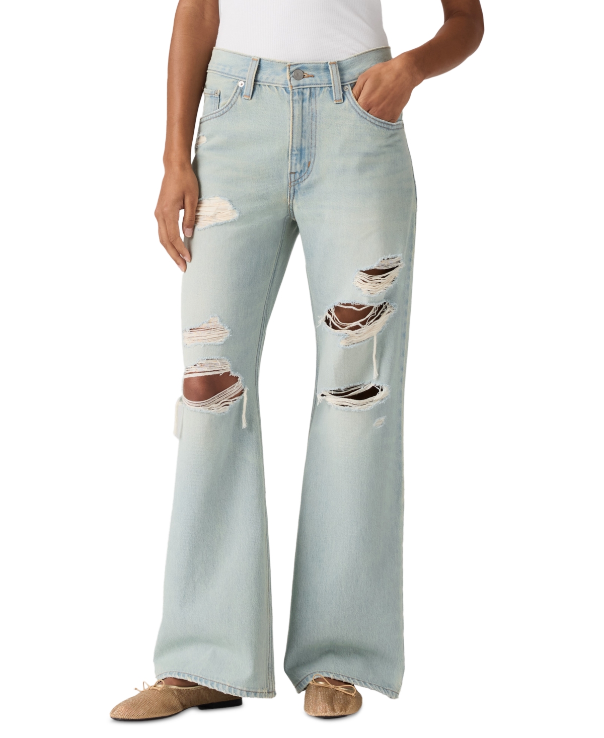 Click here for Levis Juniors Middy Loose Mid Rise Bootcut Jeans -... prices