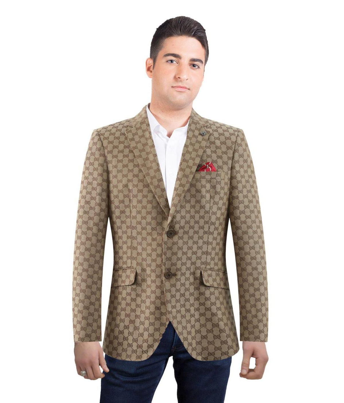 Click here for Elie Balleh Mens Slim Fit Logo Brocade Formal Blaz... prices