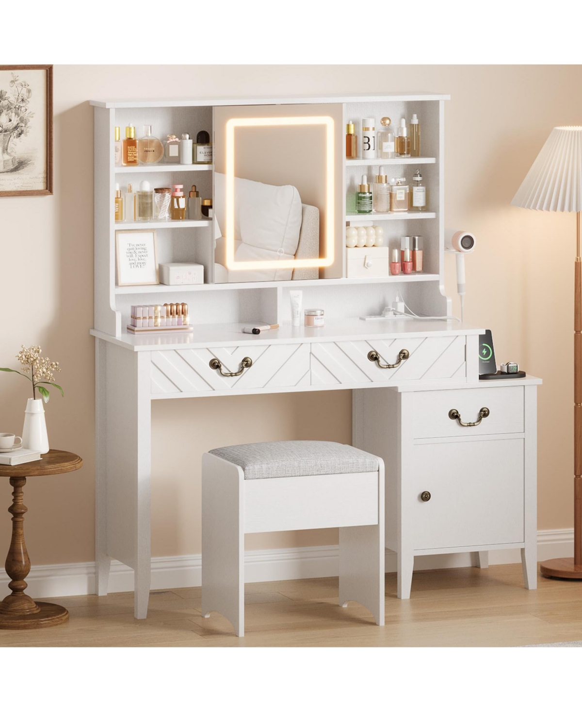 Click here for gaomon Vanity Desk with Sliding Mirror  Led Lights... prices