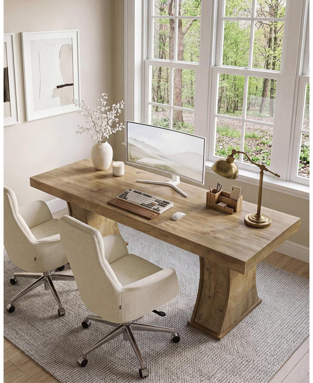 Click here for Tribesigns Computer Desk: Extra long 2-person desk... prices