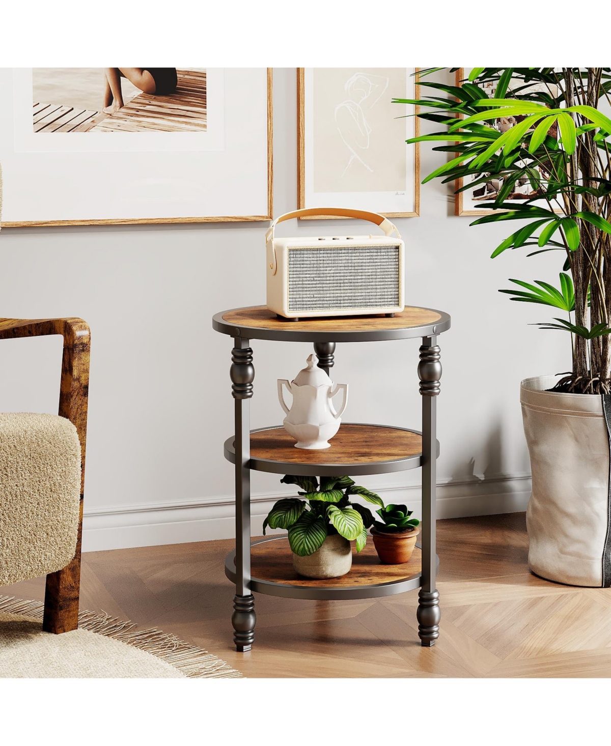 Click here for gaomon 3-Tier Round Farmhouse Side Table with Supp... prices