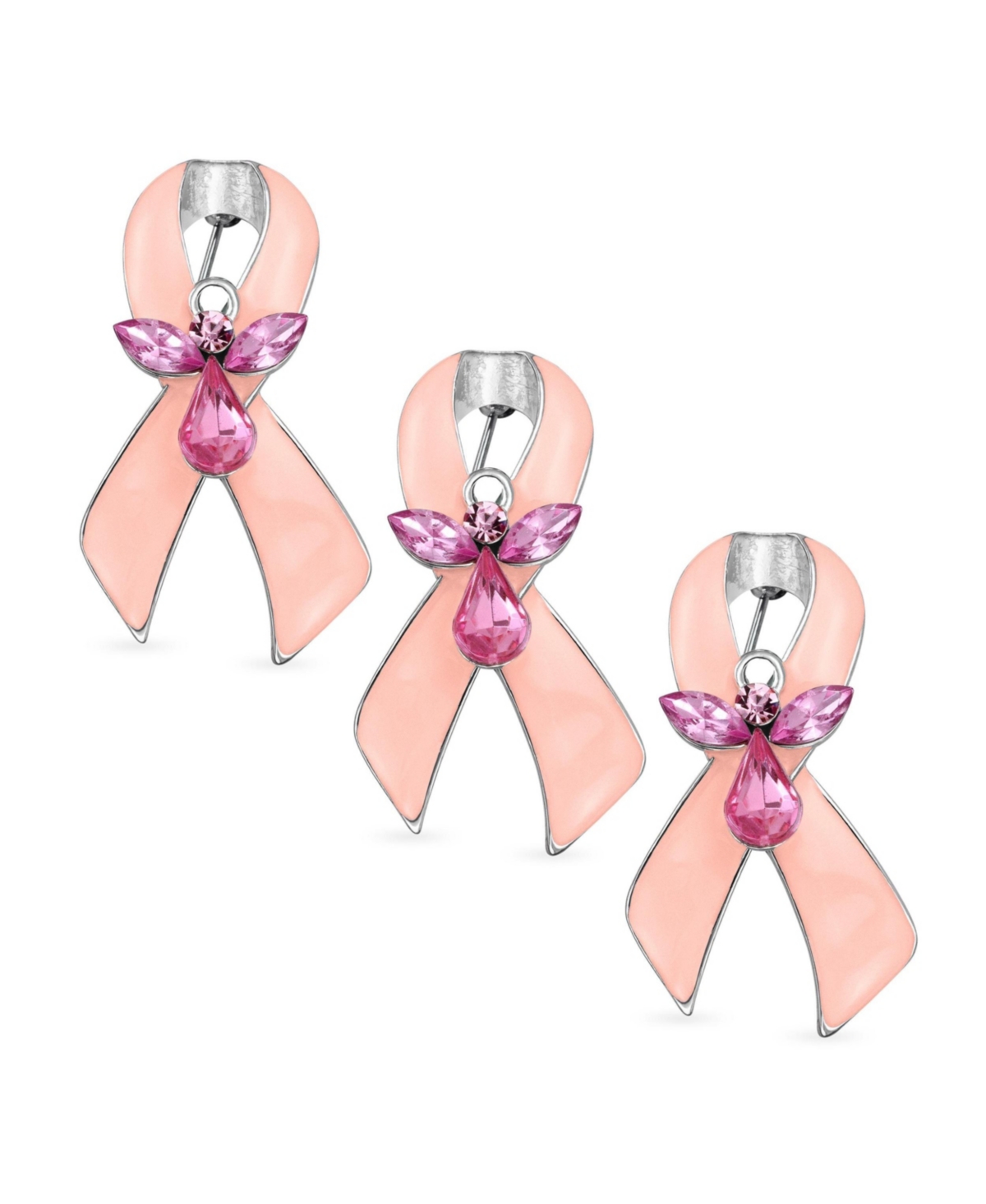 Click here for Bling Jewelry Set of 3 Ribbon Brooch Pin for Aware... prices