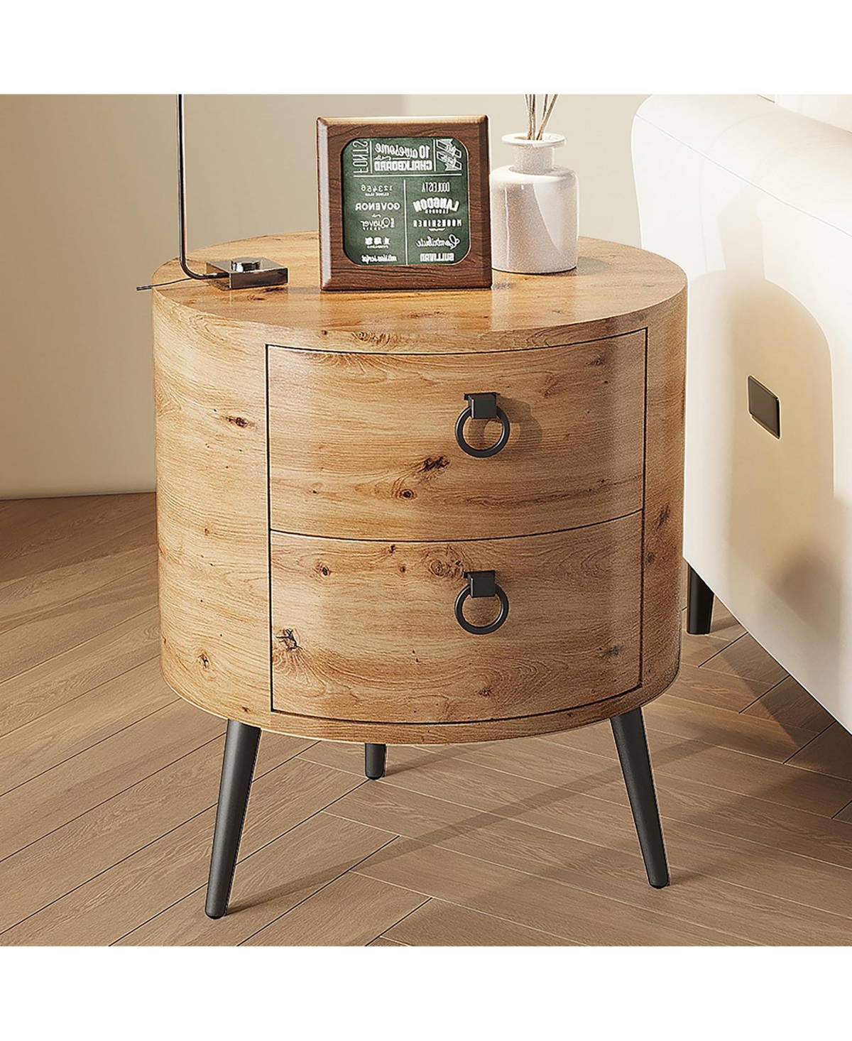 Click here for gaomon Round Side Table with Drawers (Bedside/Acce... prices