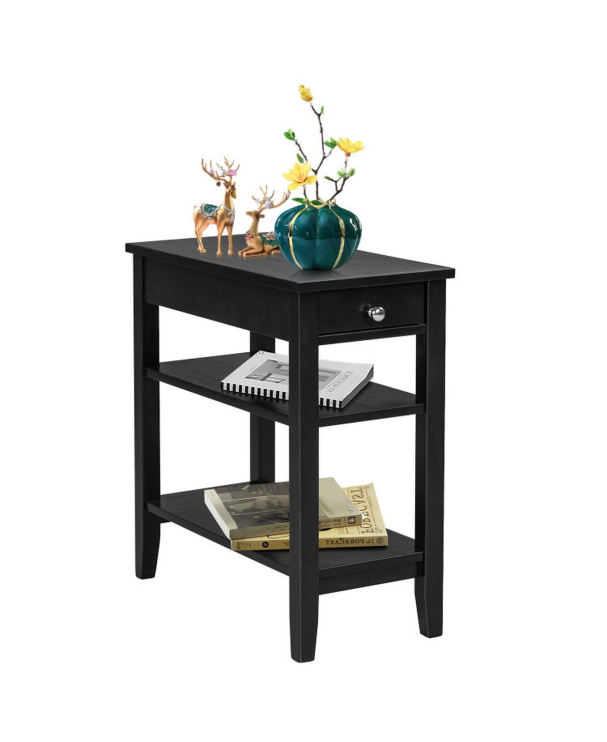 Click here for Gouun Side End Table with Drawer and 2-Tier Open S... prices
