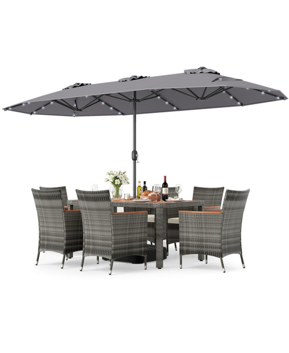 Click here for Gouun 8-Piece Outdoor Wicker Dining Set with 13.5... prices
